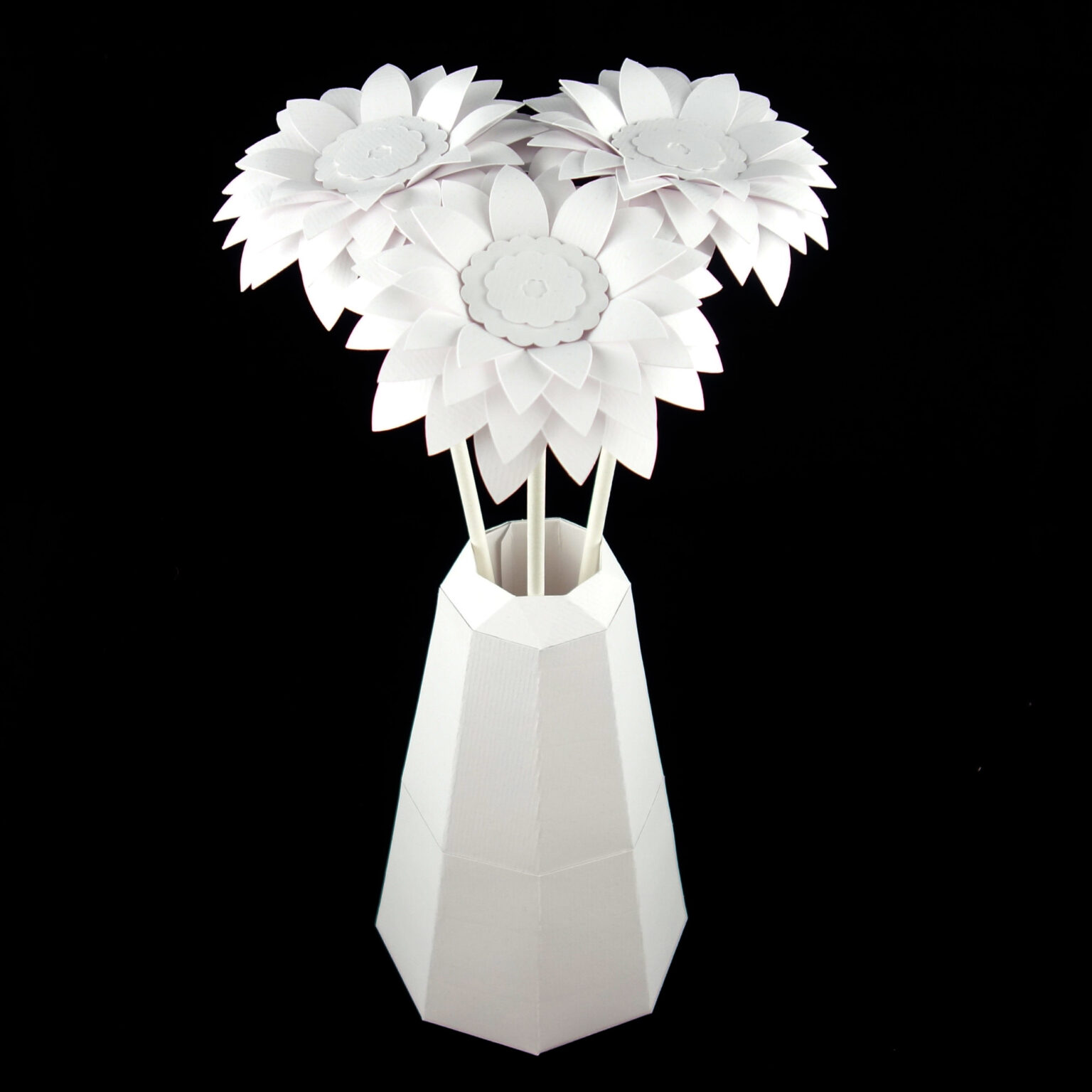 Vase origami design blanc - Soligami : Vases fleuris papier origami